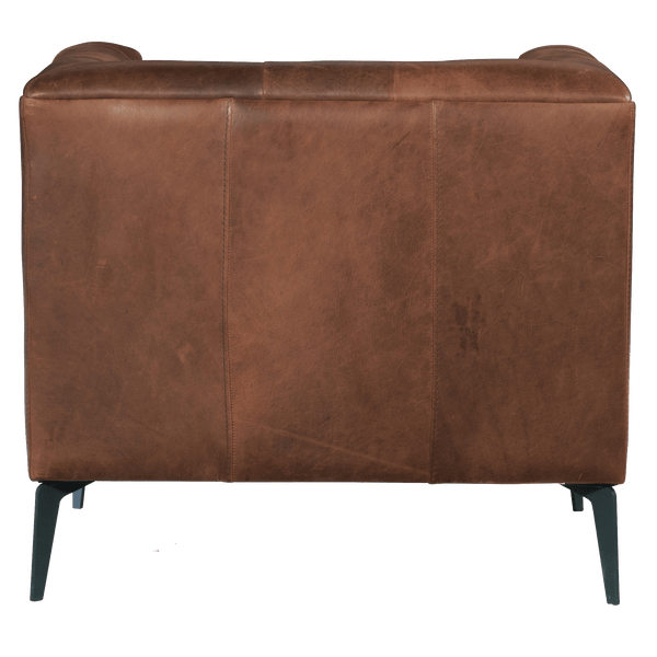 Nonie 34" Wide Side Chair, Leather, Brown - Coja